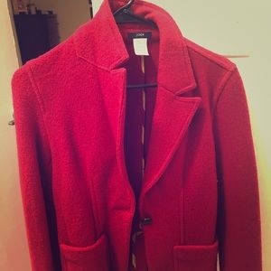 J. Crew | Jackets & Coats | Jcrew Short Pea Coat In Red 0 Wool | Poshmark